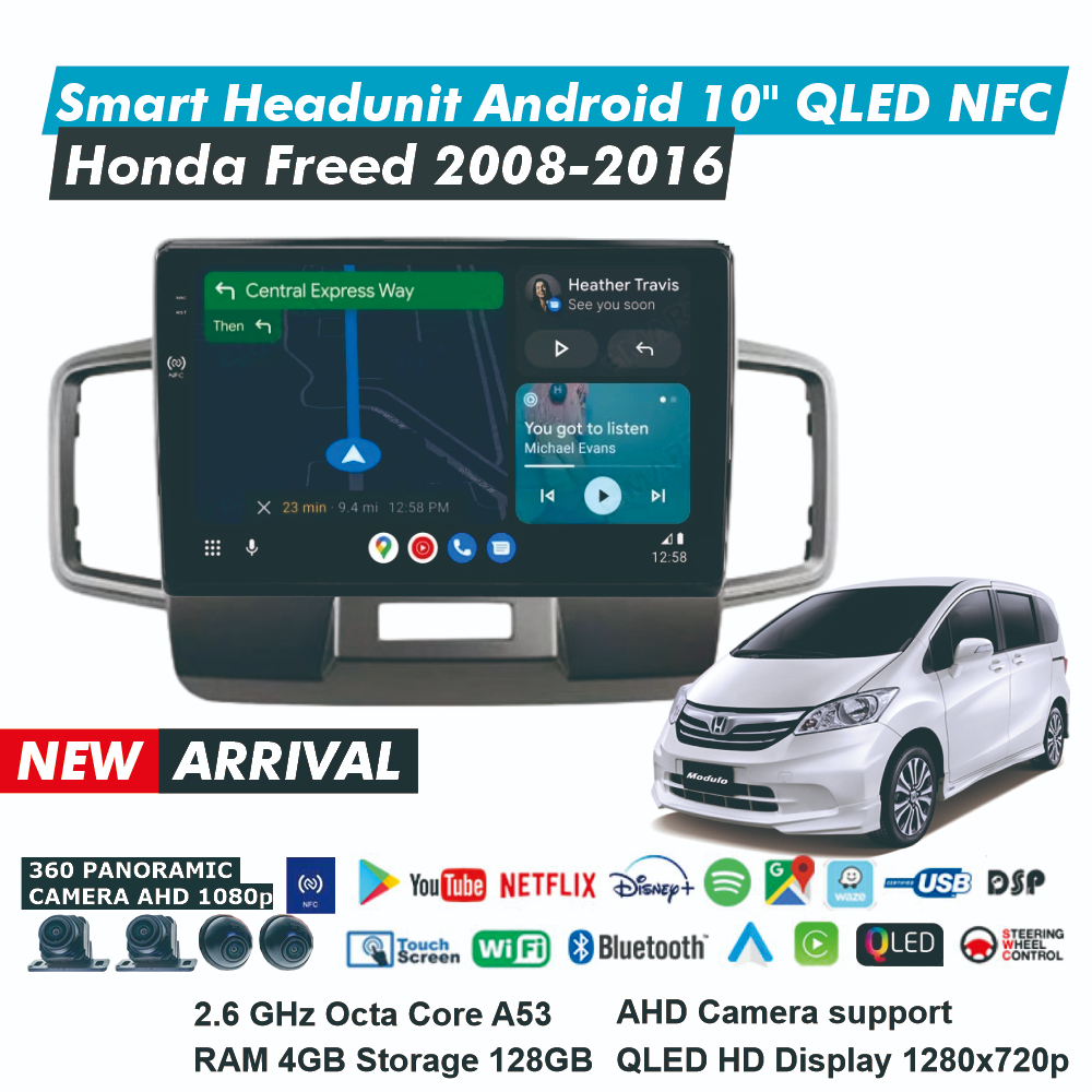 Jual Honda FREED smart headunit android 10 inch QLED GPS CarPlay kamera ...