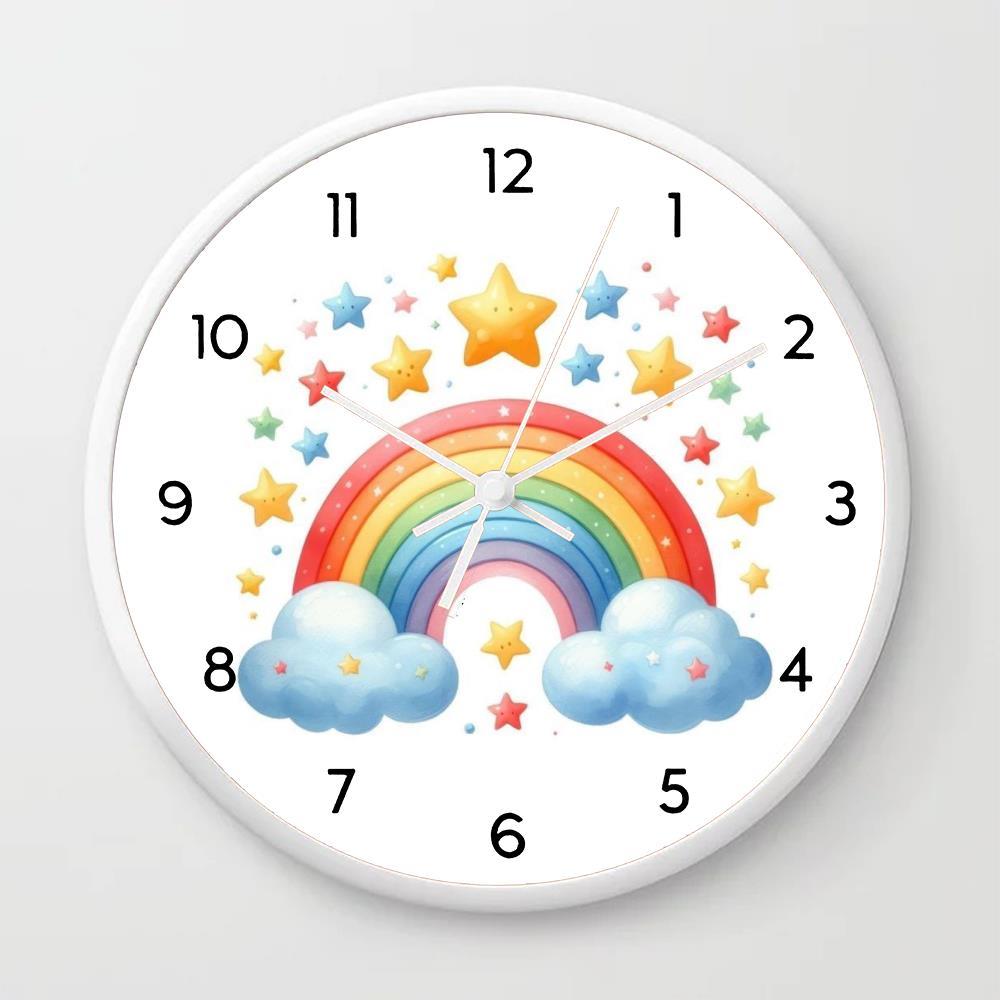 Jual Jam Dinding Anak dengan Gambar Pelangi, Bintang dan Awan Cocok ...