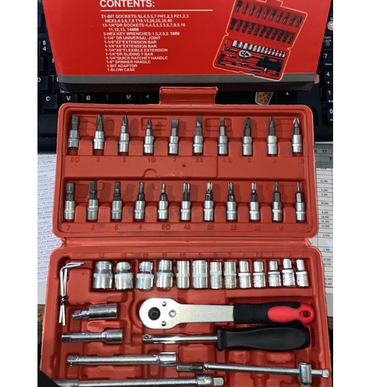 Jual TOREDO Set Kunci Shock 1/4 Socket + Obeng Socket Set 46 Pcs Tool ...