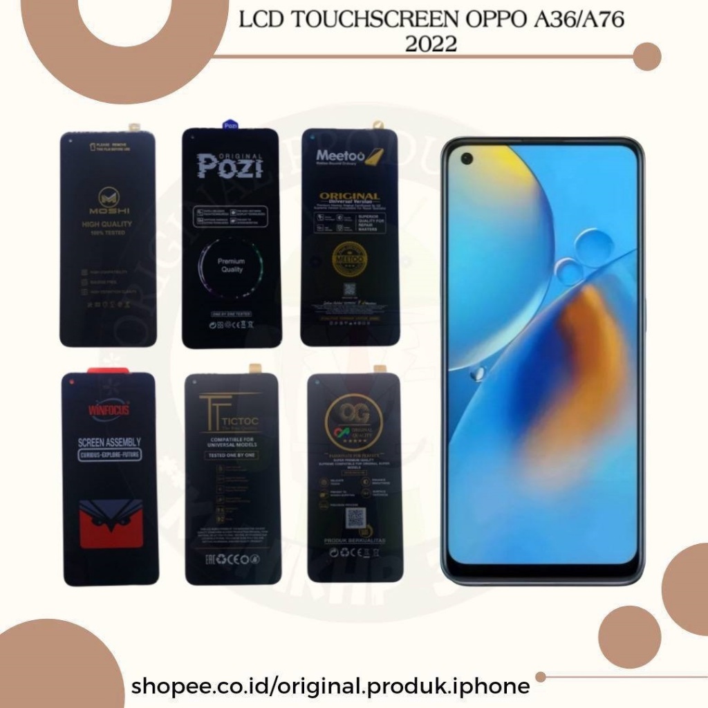 Jual LCD TOUCHSCREEN OP A36/A76 2022 FULLSET ORIGINAL BLACK | Shopee Indonesia