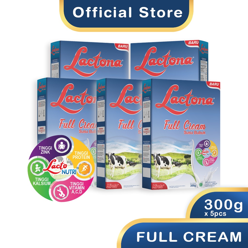 Jual PAKET LACTONA FULL CREAM Susu Tinggi Nutrisi 300 Gram X 5 Box ...