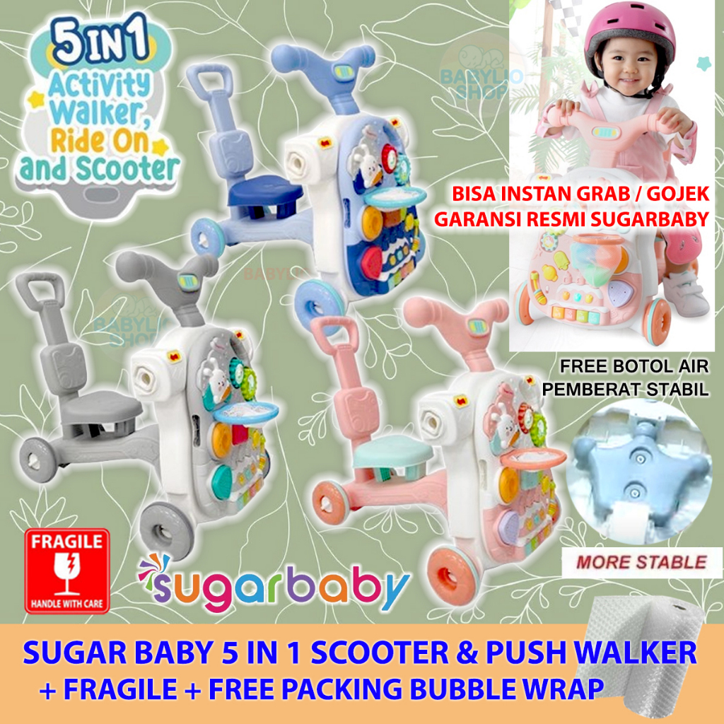 Jual Sugar Baby Activity Walker 5 in 1 Ride On Scooter Baby Push Walker ...