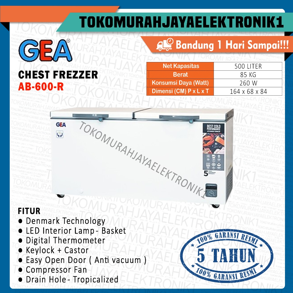 Jual Chest Freezer GEA 500 Liter AB-600R Garansi Resmi | Shopee Indonesia