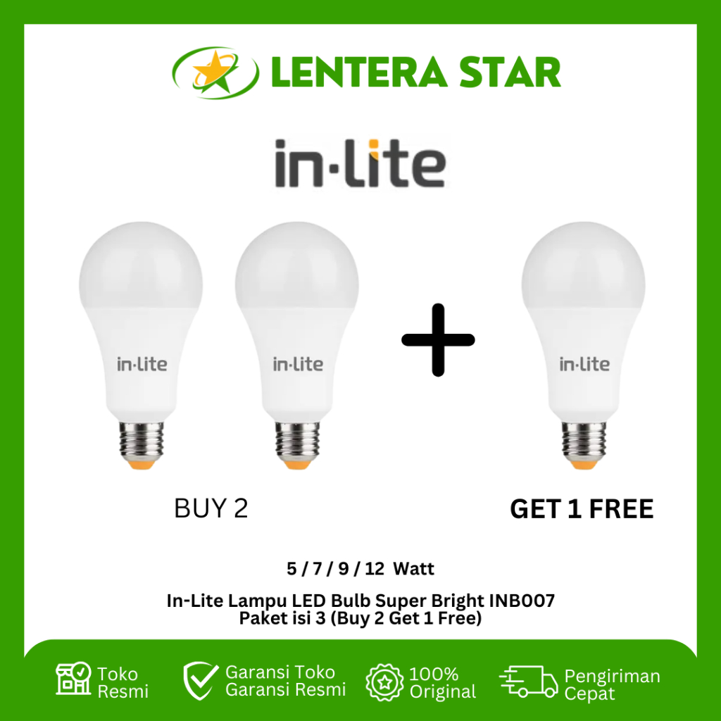 Jual In-Lite Lampu LED Paket Isi 3 (Beli 2 Gratis 1) 5 / 7 / 9 / 12 ...
