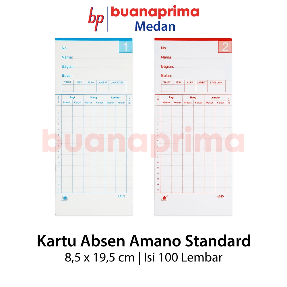 Jual Kartu ABSENSI AMANO STANDARD 1 Pack isi 100 Lembar Absen | Shopee ...