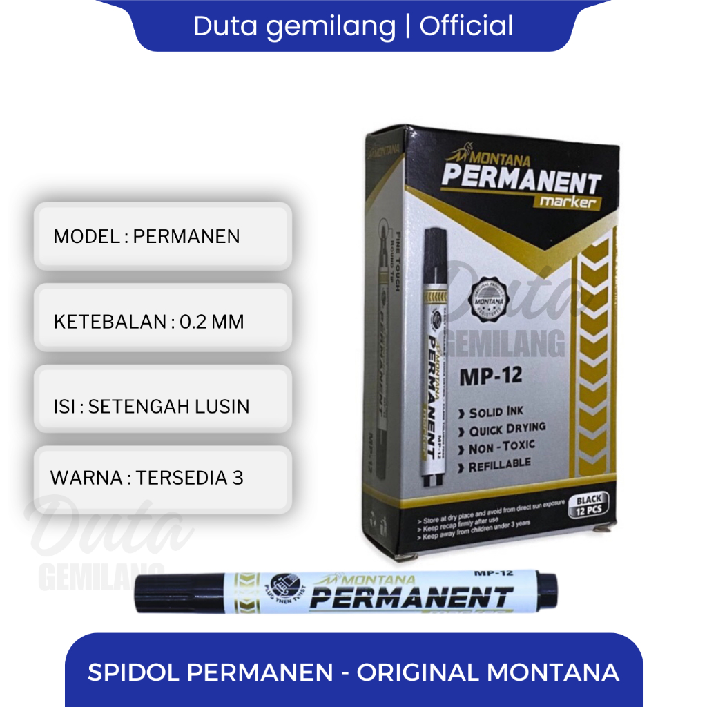 Jual 1 Pak Spidol Permanen / Spidol Marker Bisa Isi Ulang / Spidol ...