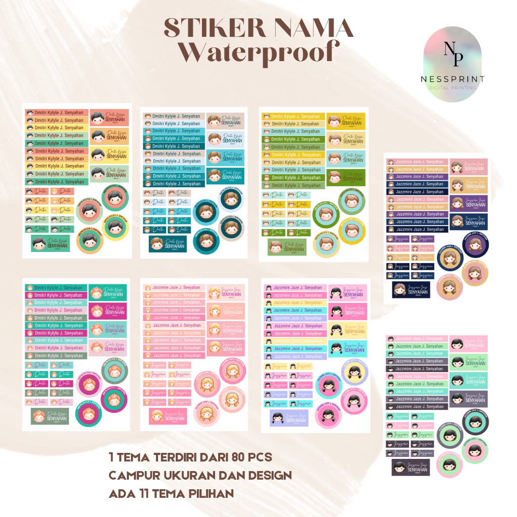 Jual NESSPRINT sticker nama anak , label nama custom , print label nama ...