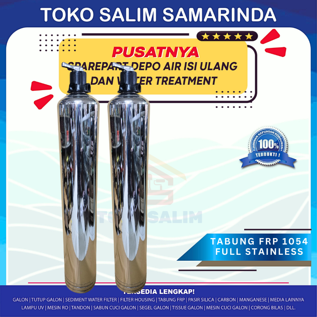 Jual Tabung Filter Air FRP 1054 Full Stainless + Head 3 way | Shopee Indonesia