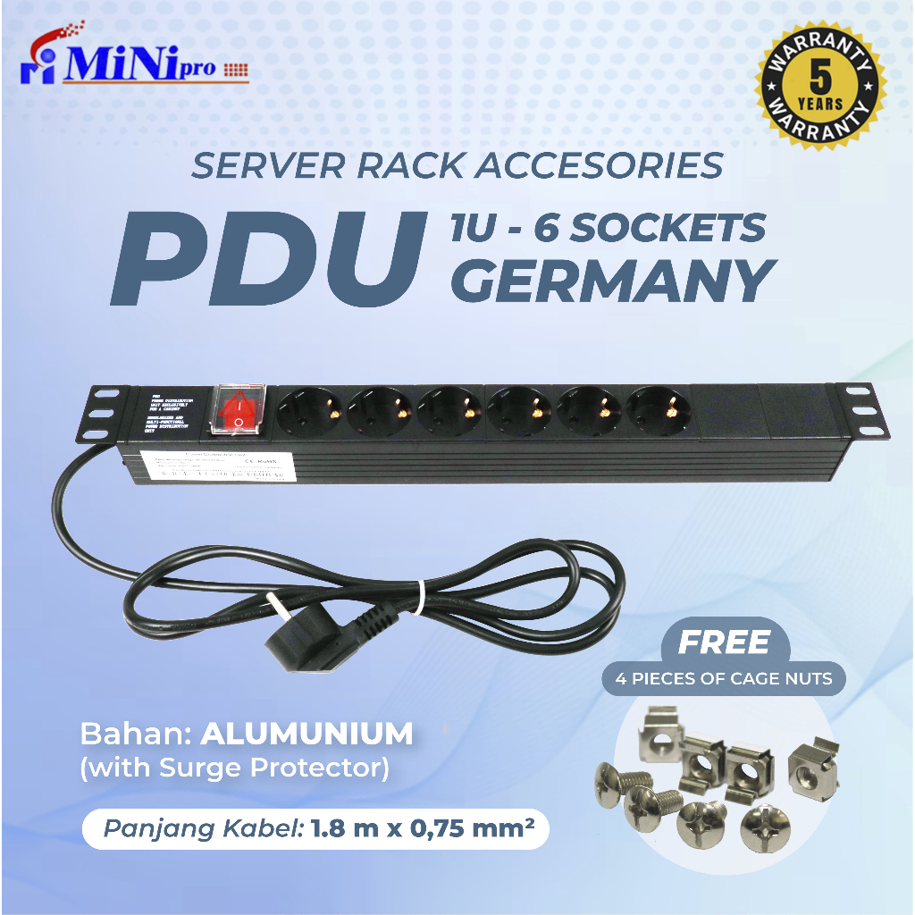 Jual Minipro Power Distribution Unit Rack Server 6 Port Germany Socket ...