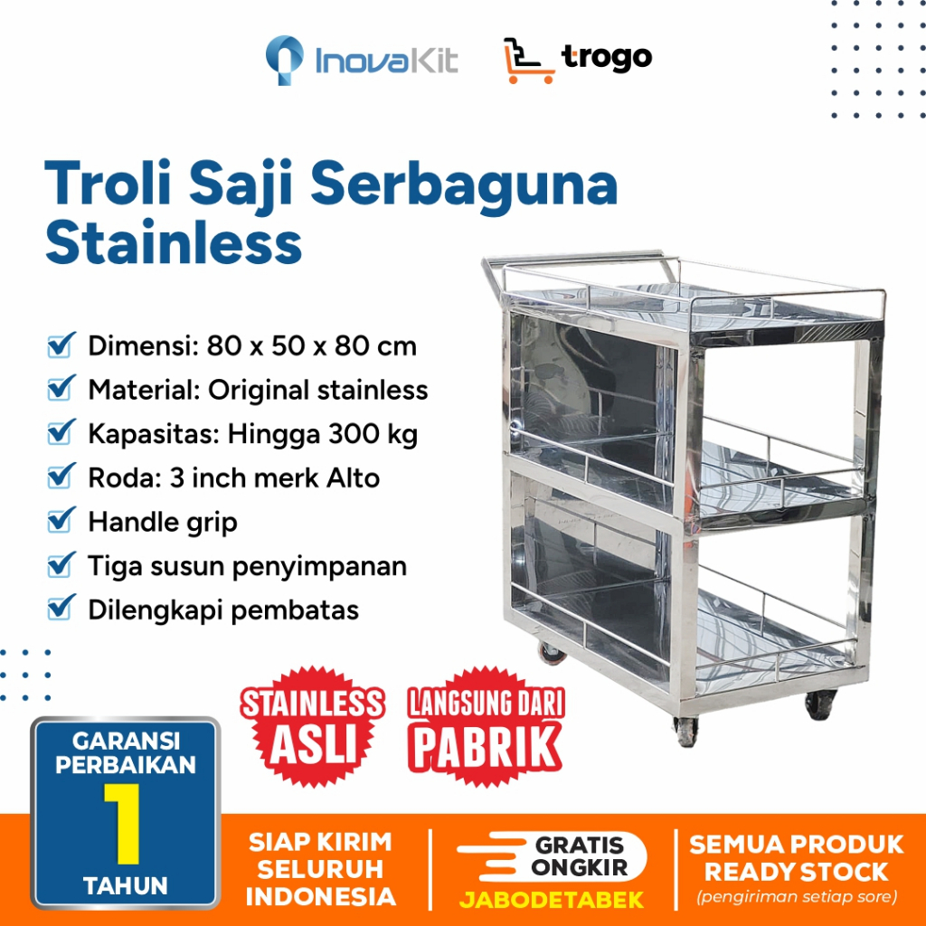 Jual Troli Saji | Troli Saji 3 Susun | Troli 3 Susun | Troli Instrumen ...