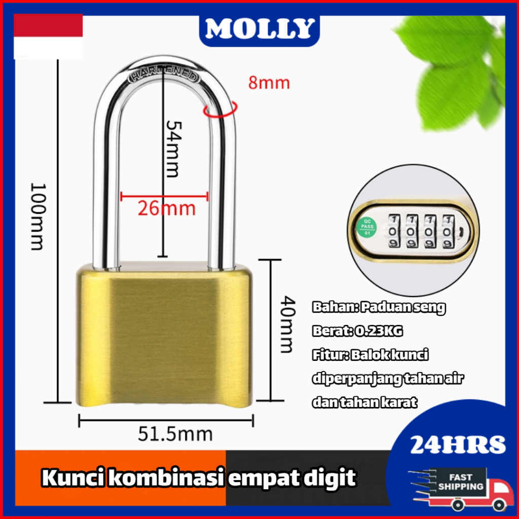 Jual Panjang Kunci Gembok Nomor Angka Pin Password Kombinasi Anti ...