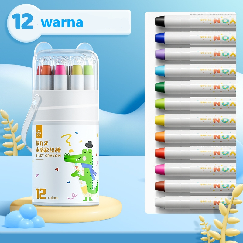 Jual Kuailiwen Washable Silky Crayon isi 12 Warna Colorful Bucket ...