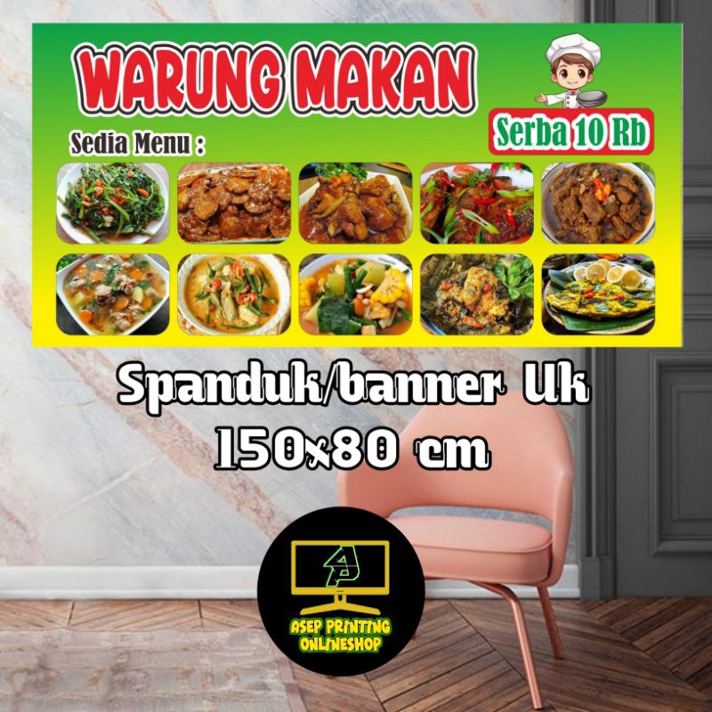 Jual Cetak Spanduk/banner Warung Makan Custome - desain, size, dan Teks ...