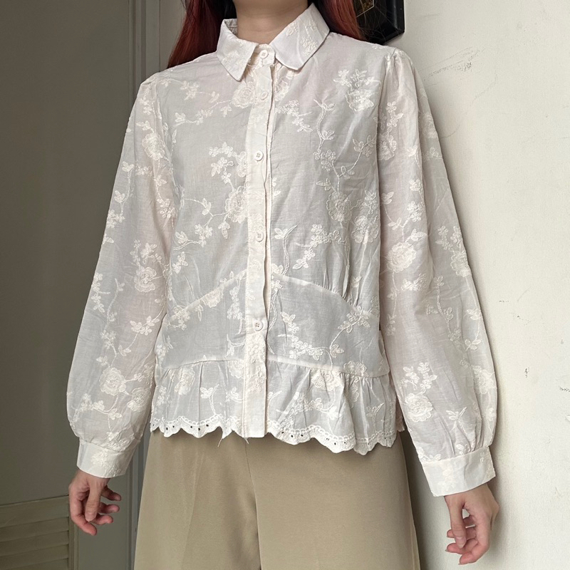 Jual Mia BKK Top Kemeja Blouse atasan katun bordir renda lace korean style wanita by biel the ...