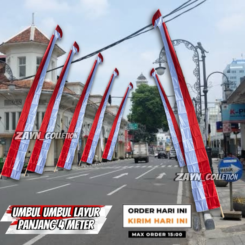 Jual (10 PCS )Umbul umbul Layur Merah Putih Pajang 4 Meter Full/Umbul2 Termurah | Shopee Indonesia