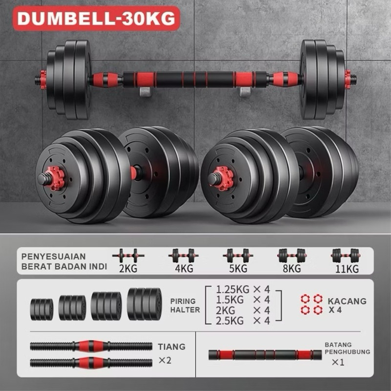 Jual Barbel Set 30 KG Dumbbell Angkat Beban Peralatan Kebugaran GYM Exercise 30KG Set Barbel ...