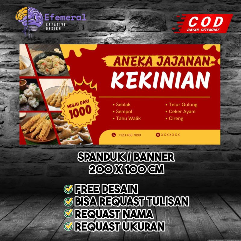 Jual Spanduk/Banner aneka jajanan 200X100 cm bisa request design ...