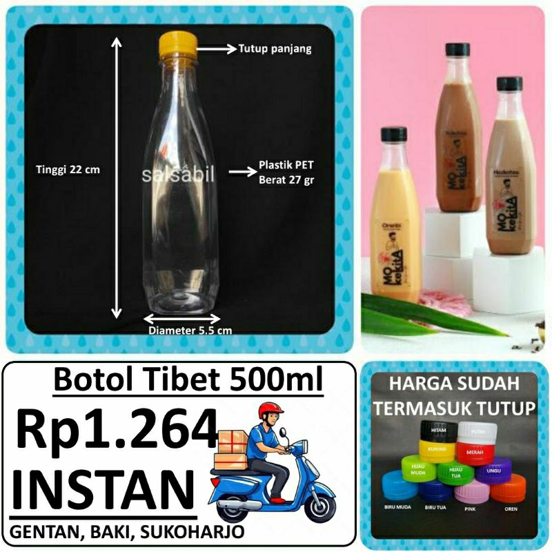 Jual (INSTAN) Botol Tibet 500ml / botol unik / botol plastik 500ml (isi ...