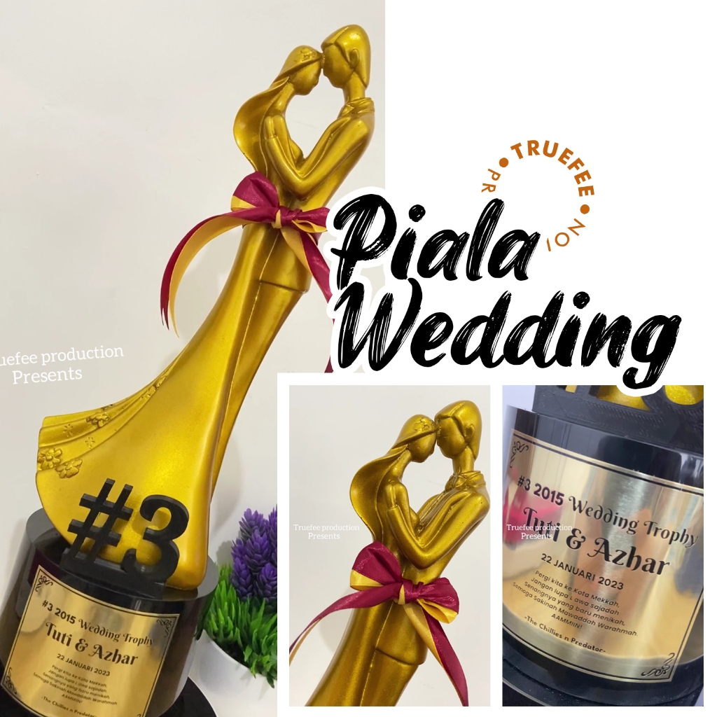 Jual PIALA RESIN WEDDING TROPHY PRF-01 HADIAH NIKAH EMAS GOLD BASE ...