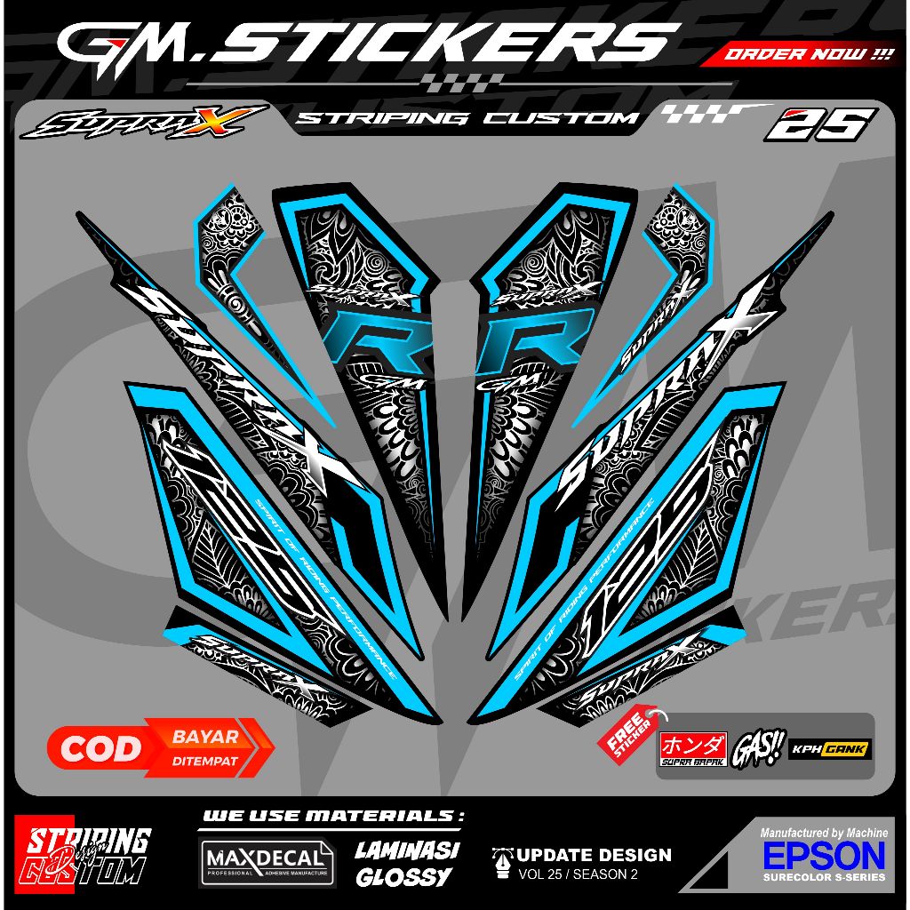 Jual STRIPING STIKER VARIASI HONDA SUPRA X 125 KARBU 2008-2012 KPH K17 ...