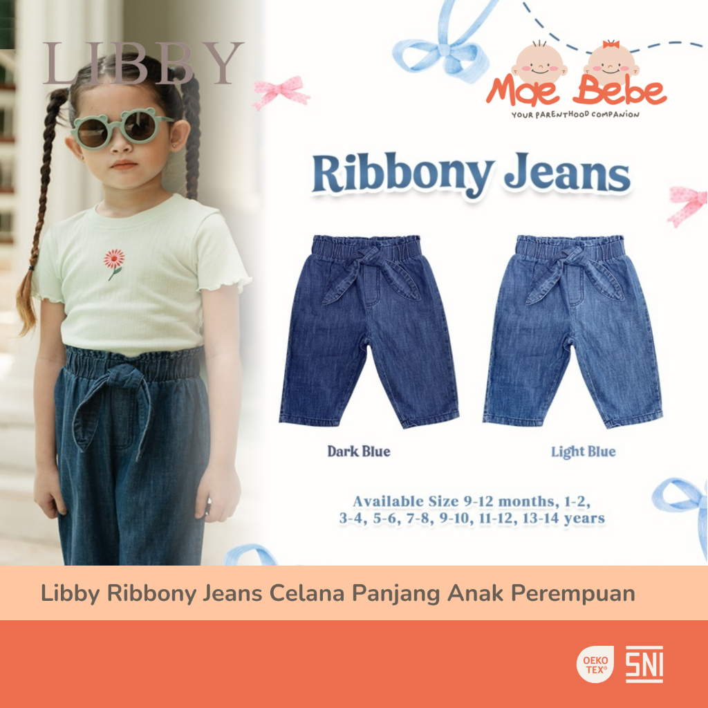 Jual Libby Ribbony Jeans Celana Panjang Jeans Polos Pita Bayi & Anak ...