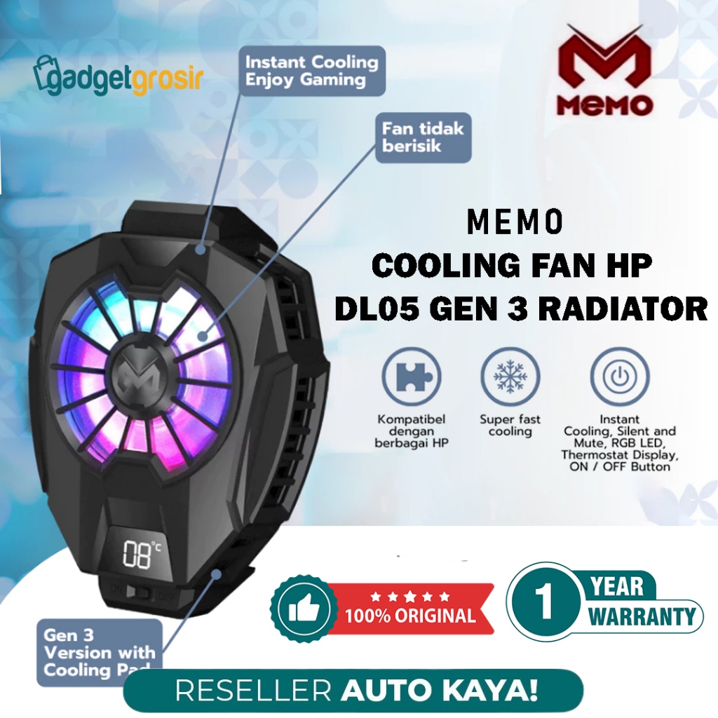 Jual Memo Cooling Fan DL05 GEN 3 Radiator With Temperature Display RGB Light Original Garansi ...