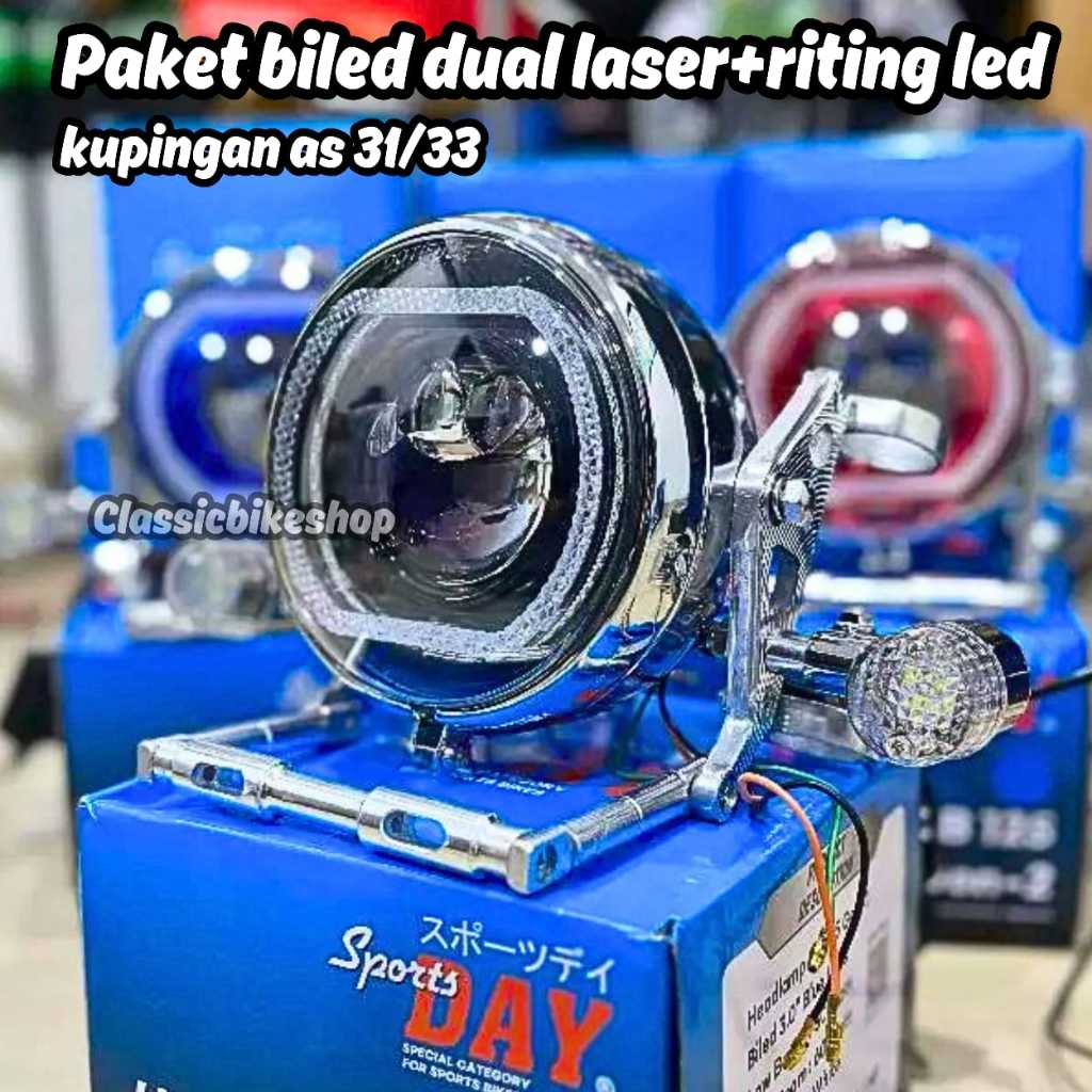 Jual Paket Lampu Biled CB 125 Lampu Depan Dual Laser Set Batok Kupingan ...