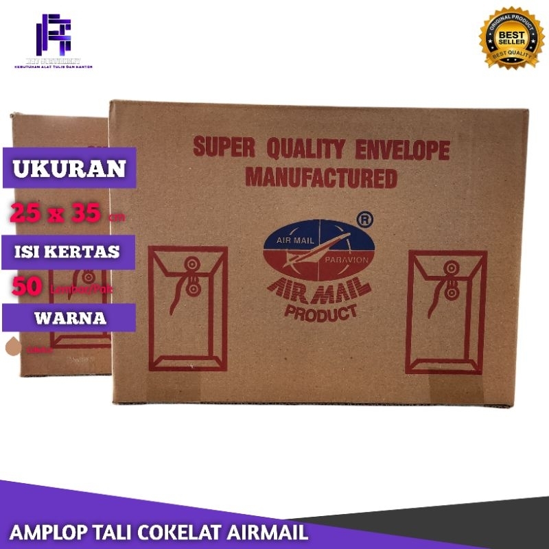 Jual Amplop Kertas Coklat Airmail Tali 310 Isi 20 Amplop Ukuran Folio ...