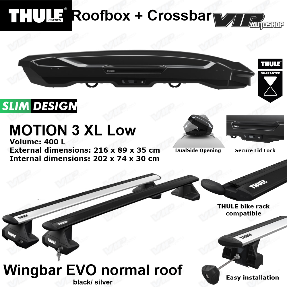 Jual Roof box THULE original MOTION 3 XL LOW slim + Crossbar INNOVA ...