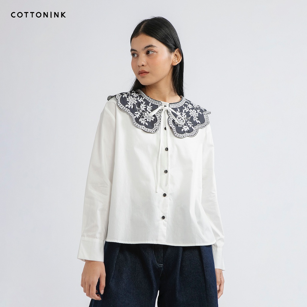 Jual COTTONINK - Atasan Kemeja Wanita Off-white Oria # ...