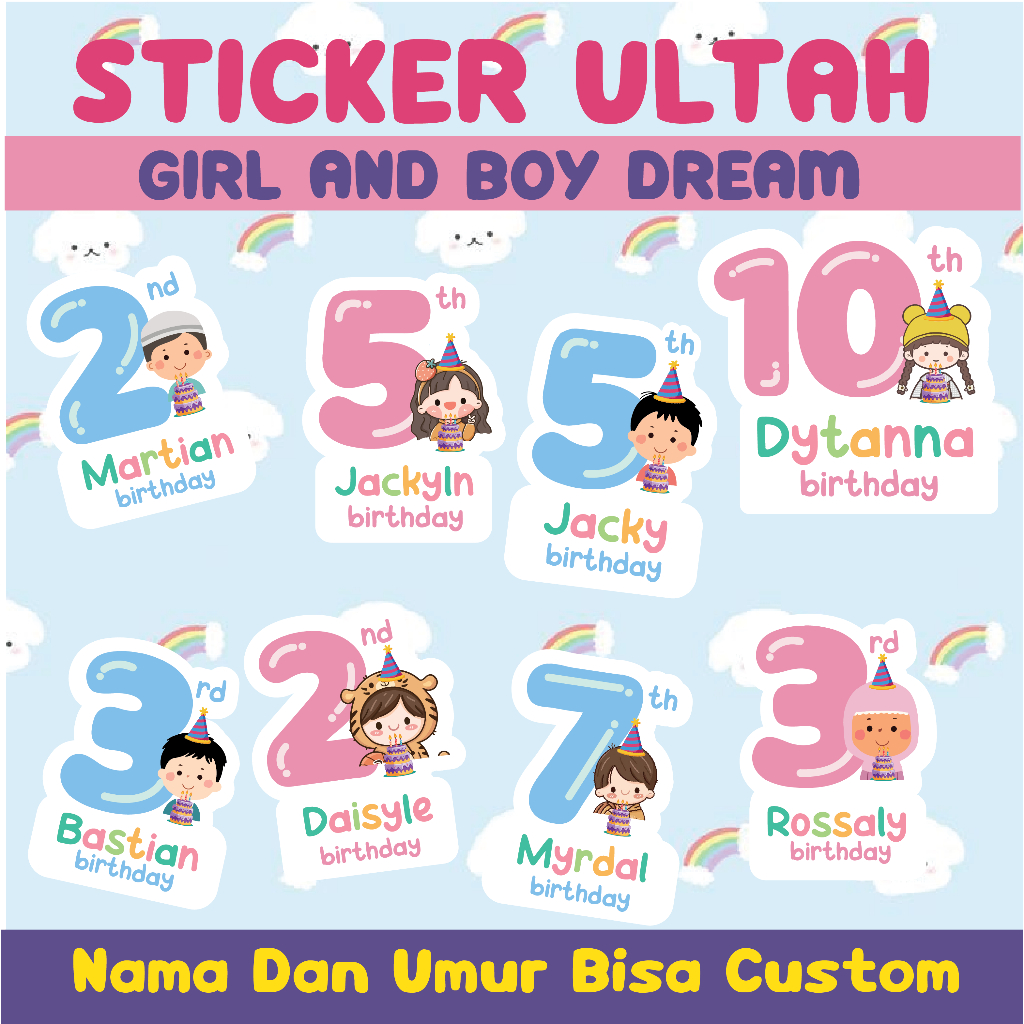 Jual Sticker Ulang Tahun Anak [ BOY and GIRL DREAM ] Sticker Bento ...