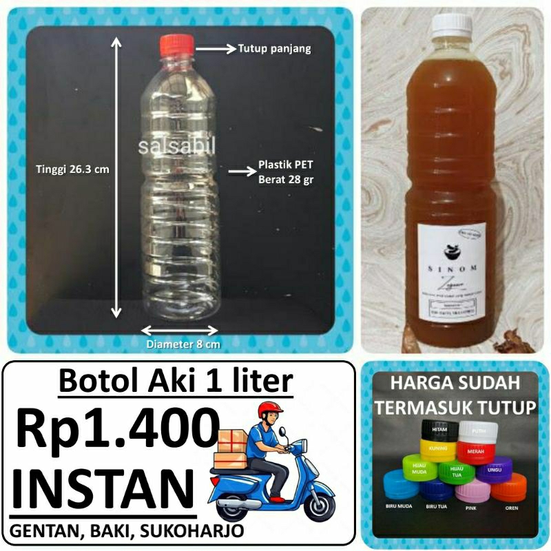 Jual (INSTAN) Botol Aki 1 liter / botol plastik 1 liter (isi 50 botol ...