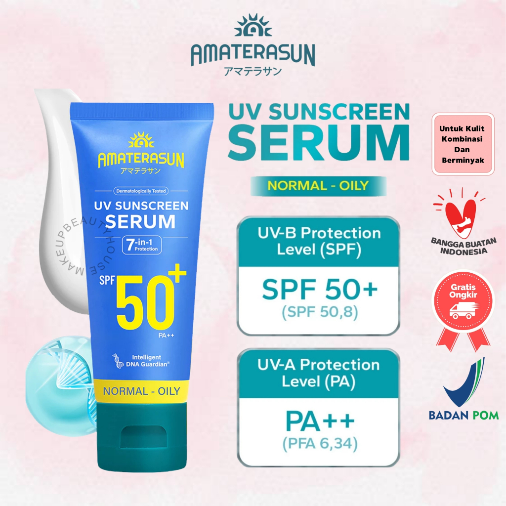 Jual AMATERASUN UV Sunscreen Serum SPF 50+ PA++ 50ml | Shopee Indonesia