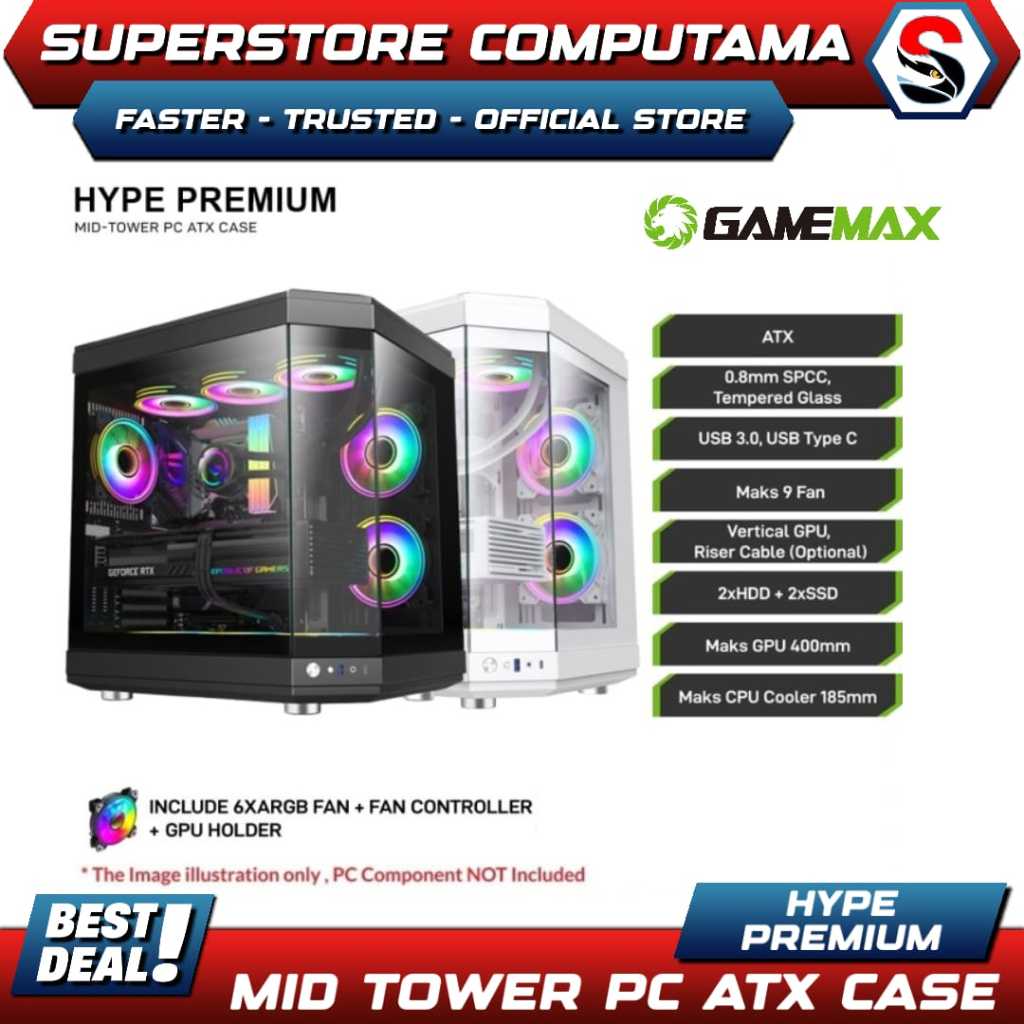 Jual Casing GameMax HYPE Premium Mid-Tower ATX Gaming PC case | Shopee ...