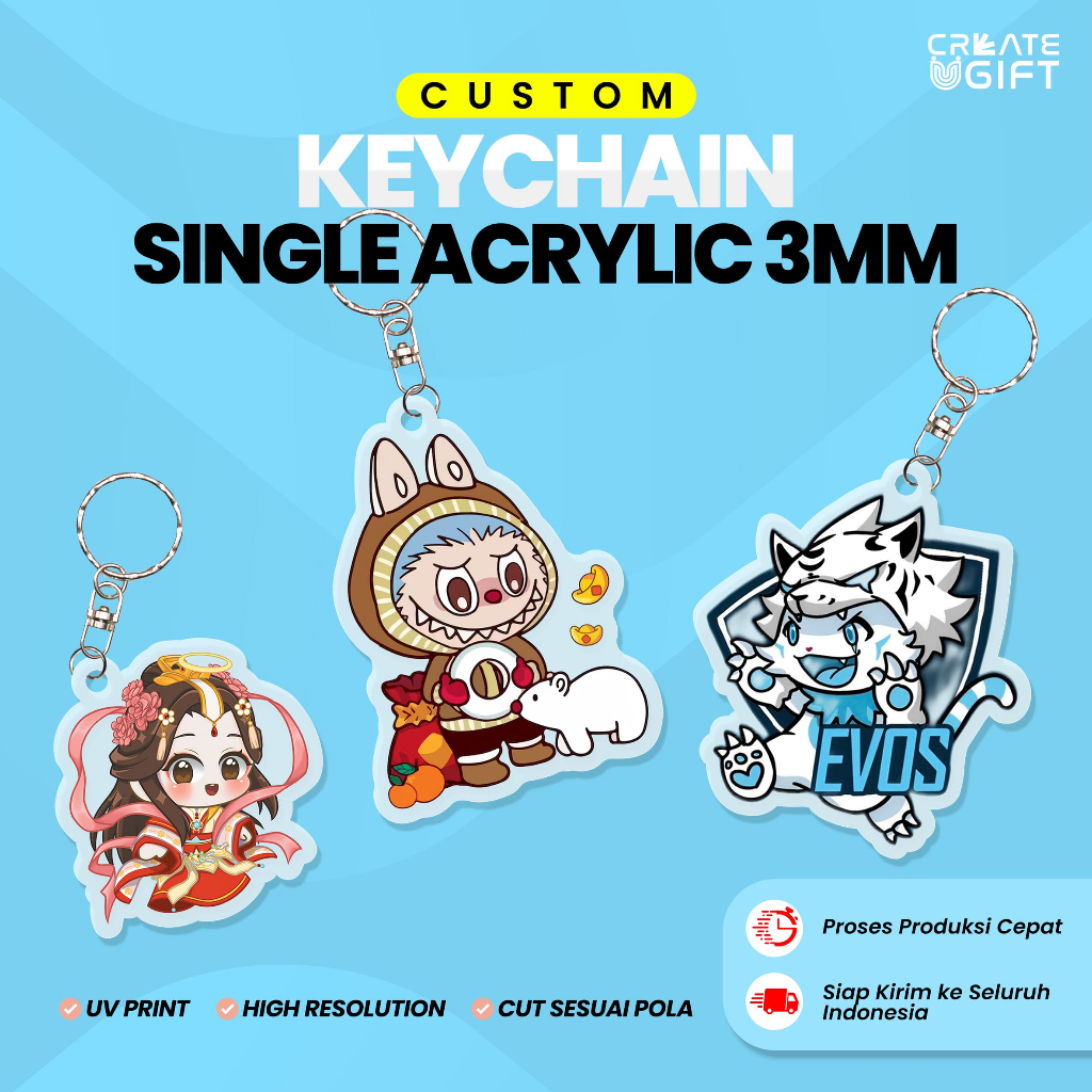 Jual Gantungan Kunci Custom Murah | Keychain Custom Singel Acrylic 3MM ...