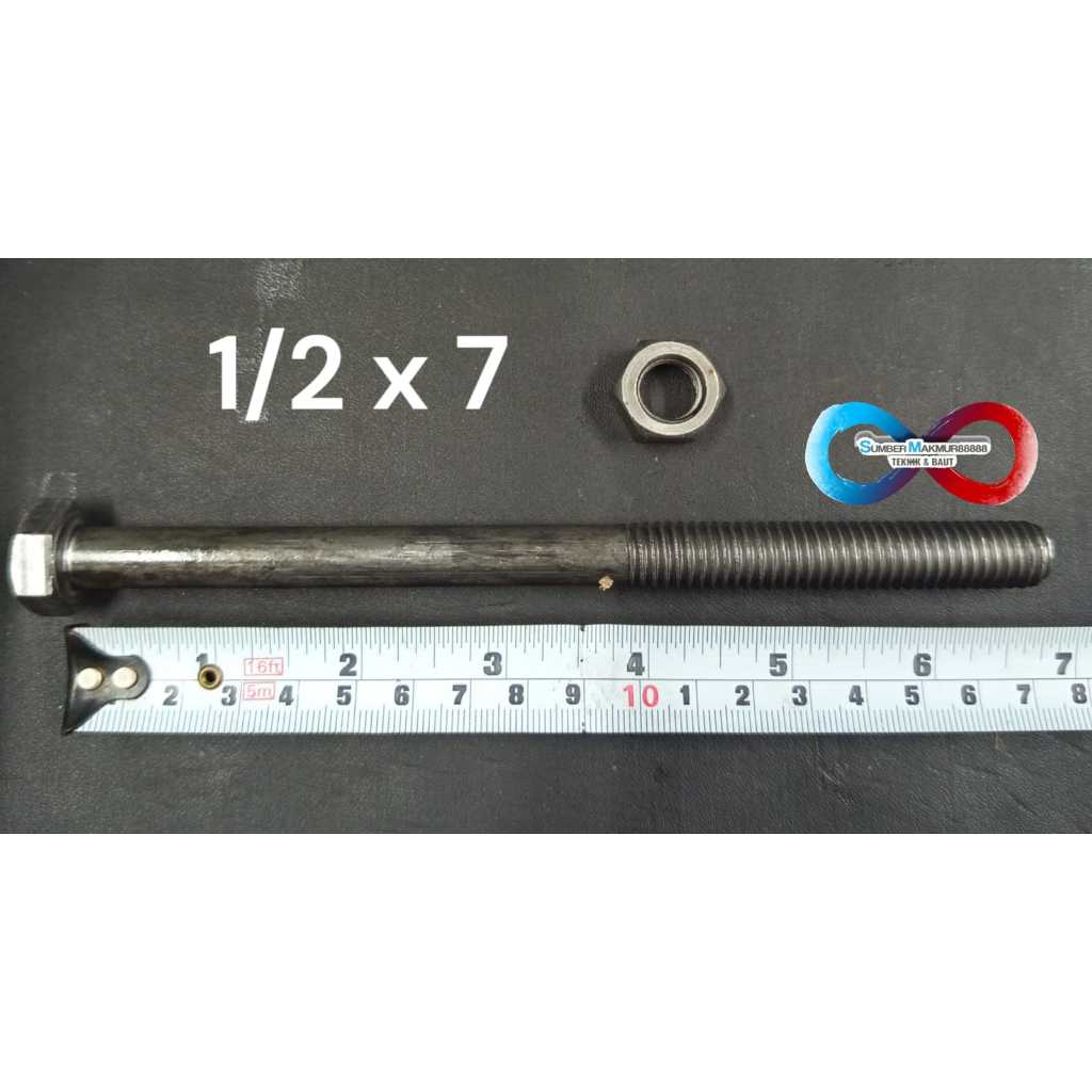 Jual Baut Long Bolt 1/2x7 Baut konsol Biasa + Mur Per 1 pcs | Shopee ...