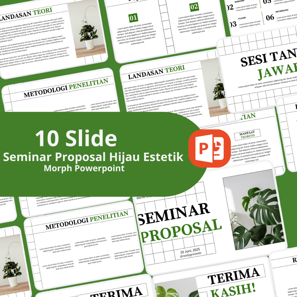 Jual Sempro Hijau Estetik Powerpoint - Template Proposal Seminar Profesional | PPT Morph Premium ...