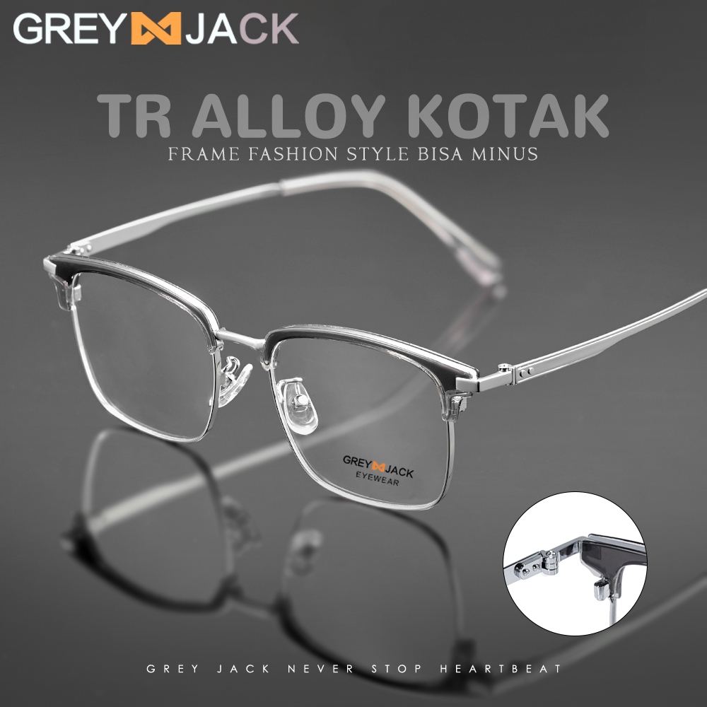 Jual Grey Jack Frame Kacamata Model Kotak TR+Metal Fashion Pria Wanita Bisa Minus Antiradiasi ...