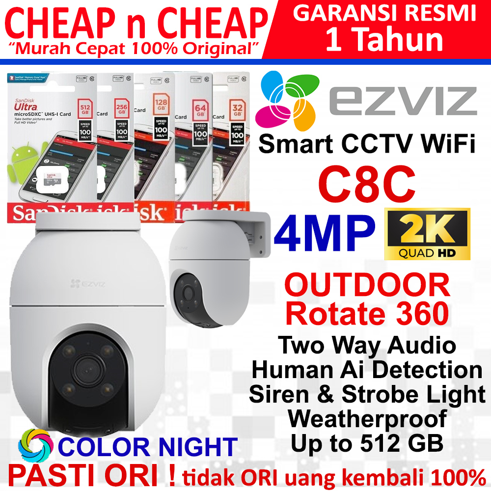 Jual Ezviz C8C 2K 4mp Outdoor Rotate 360 Bicara Dengar - CCTV Wifi Wireless Camera Smart IP Cam ...
