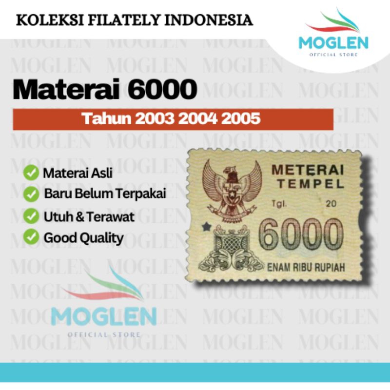 Jual Materai 6000 Tahun 2003 2004 2005 Perangko Matrai Lama Asli ...