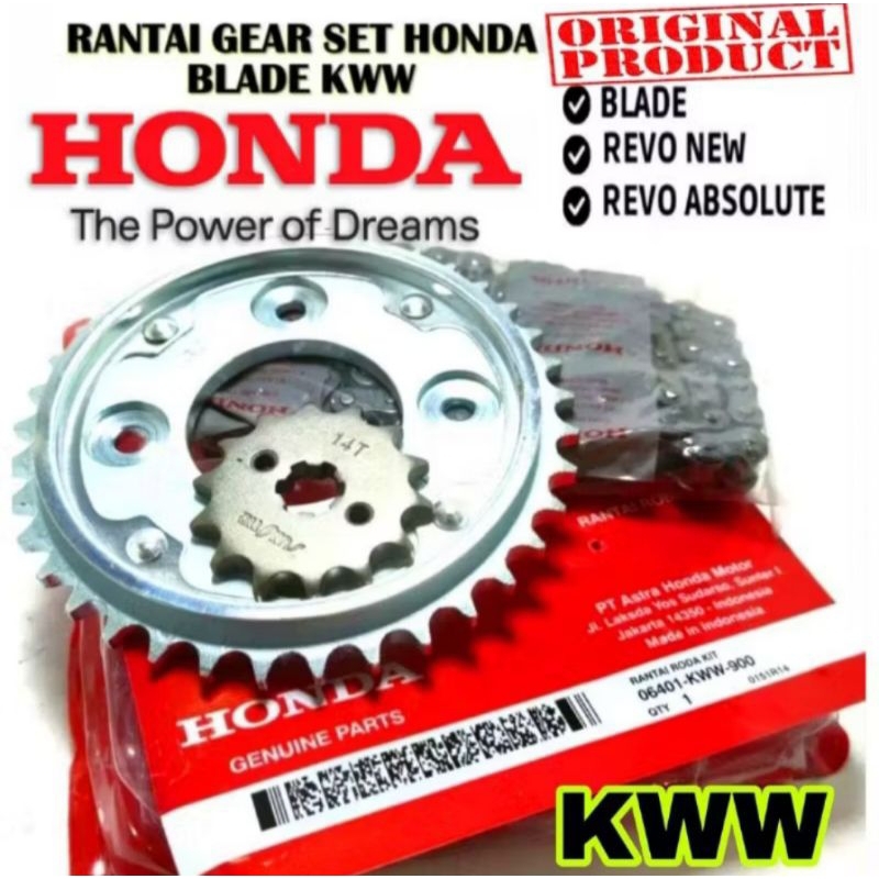 Jual GEAR SET KWW GIR DEPAN+BELAKANG+RANTAI REVO ABSOLUT, BLADE NEW ...
