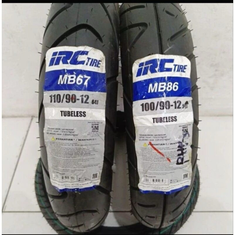 Jual BAN LUAR TUBLESS IRC STANDART SCOOPY DEPAN+BELAKANG RING 12 (100/90-12 110/90-12) IRC MB86 ...