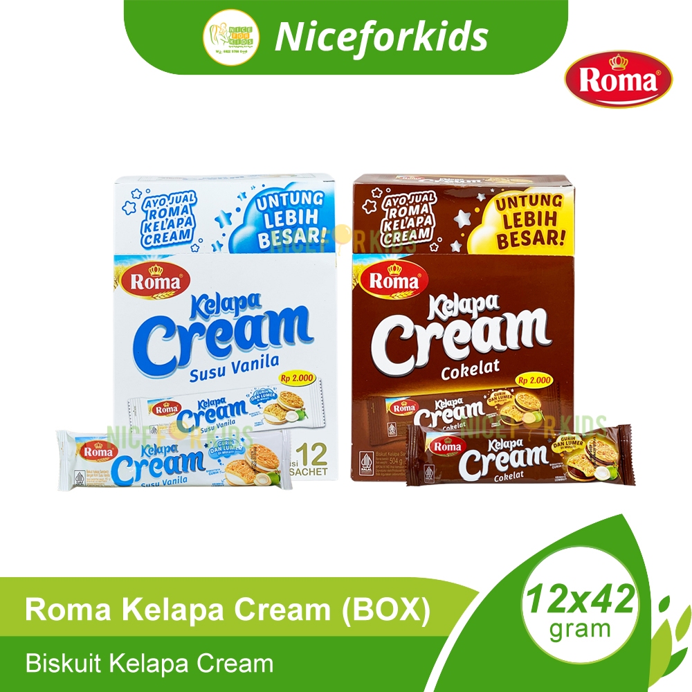 Jual Roma Kelapa Cream Box Isi 12x42gr / Cemilan Biskuit Kelapa Isi ...