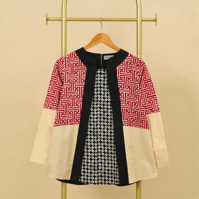 Jual Atasan Batik A0481 Hitam Merah | Shopee Indonesia