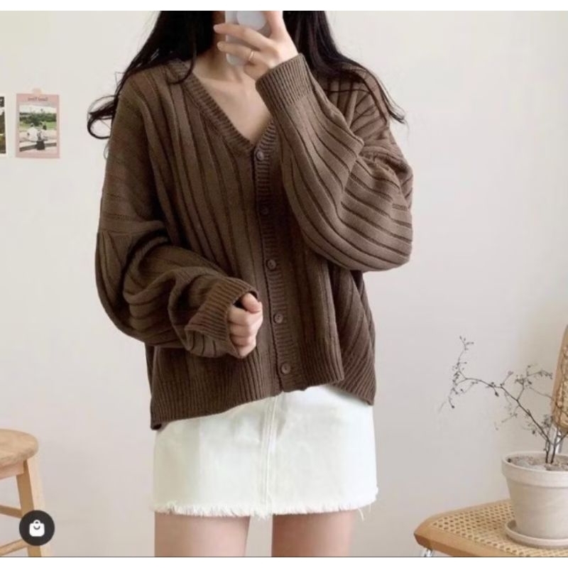 Jual Cardigan Rajut Wanita Knit Tiara – Outer Kasual V-Neck, Hangat & Modis | Shopee Indonesia