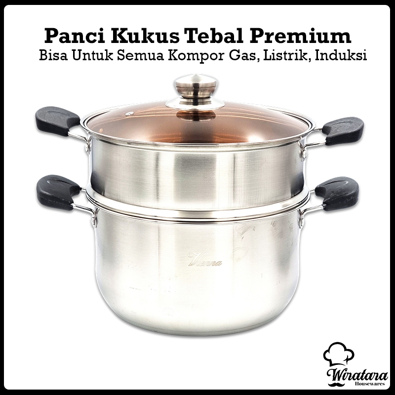 Jual Vienna Panci Kukus 2 Tingkat Stainless Tutup Kaca 22cm 24cm 26cm 28cm | Steamer Dandang ...