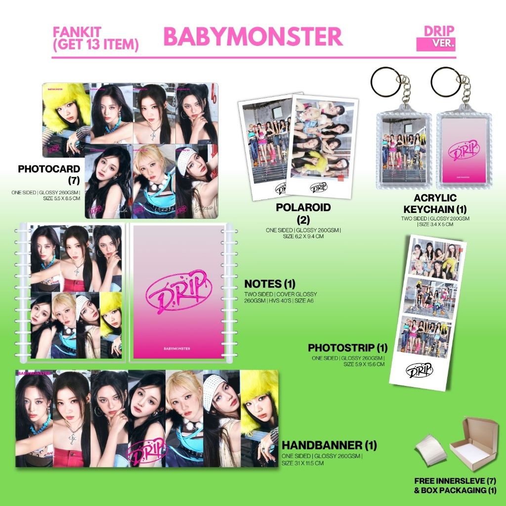 Jual FANKIT BABYMONSTER DRIP (ISI 13 ITEM) BIAS BABY MONSTER TANDA TANGAN TTD KPOP IDOL KOREA ...