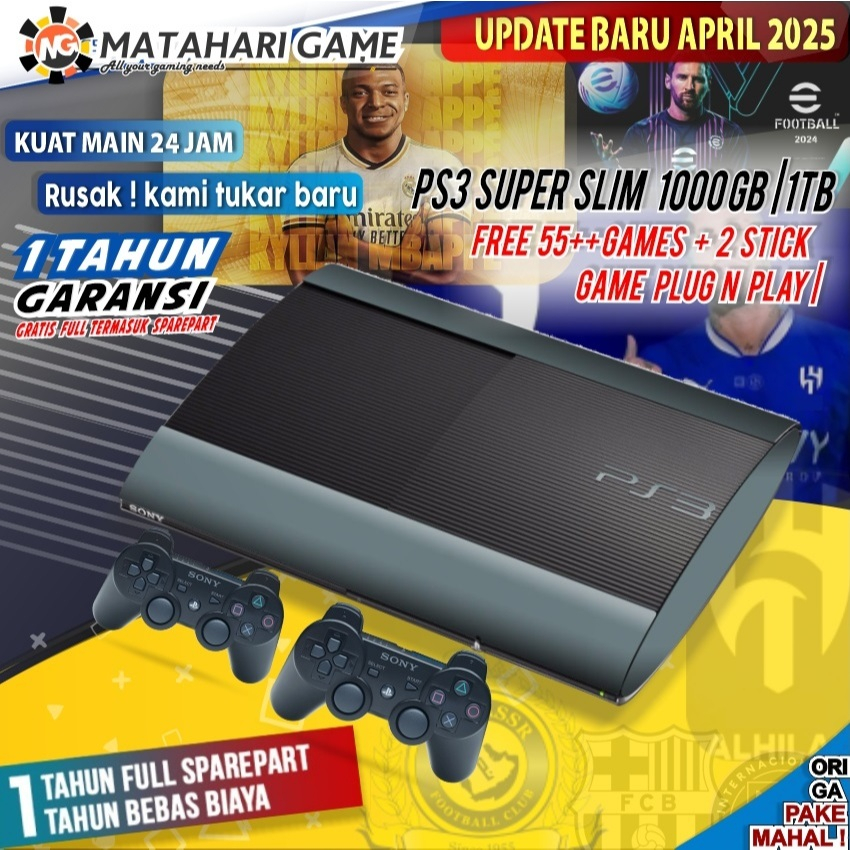 Jual New PS3 1TB SuperSlim CFW Sony Asli Full Games + 2 Stik | GRATIS 1 ...