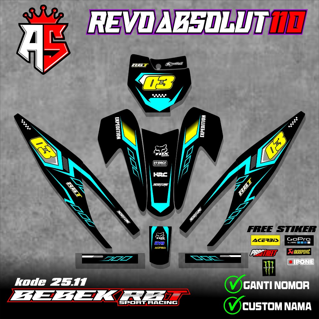 Jual (COD) Stiker Variasi RBT/GTX REVO ABSOLUTE 110 Stiker Decal ...