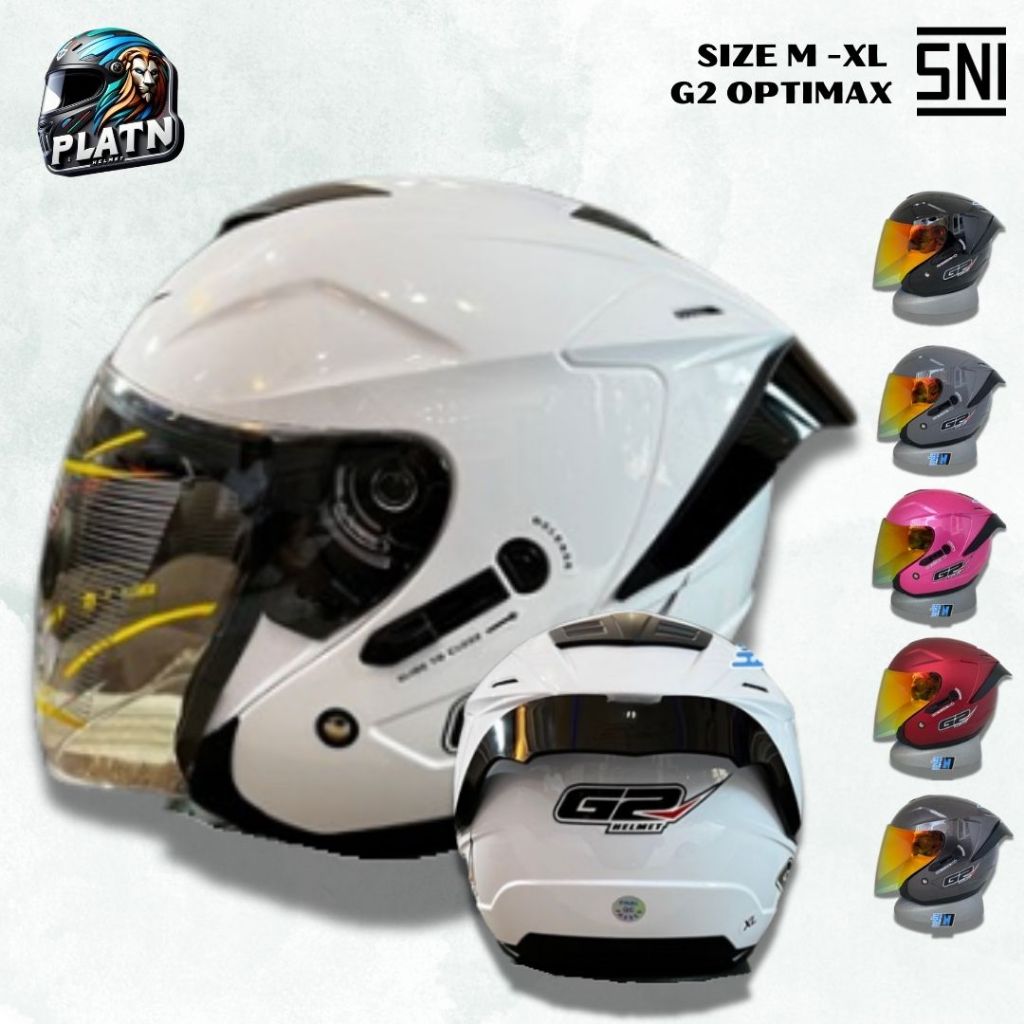Jual HELM G2 OPTIMAXX HALFFACE DOUBLE VISOR STANDART SNI | Shopee Indonesia